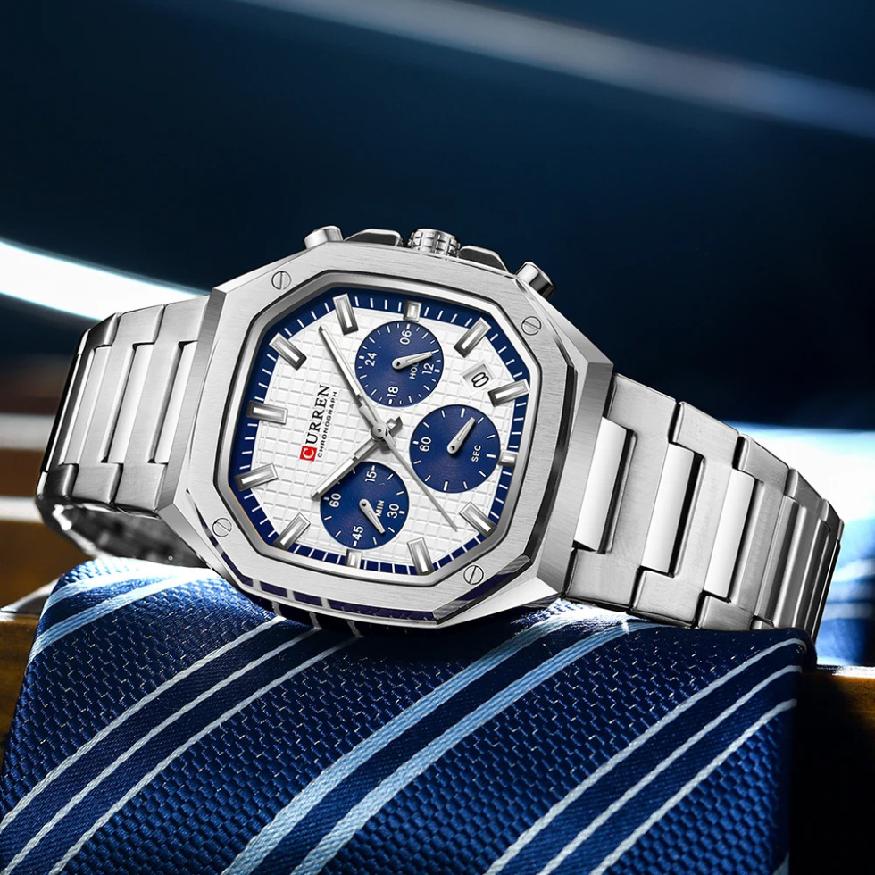 Годинник чоловічий Curren 8459 Silver-White